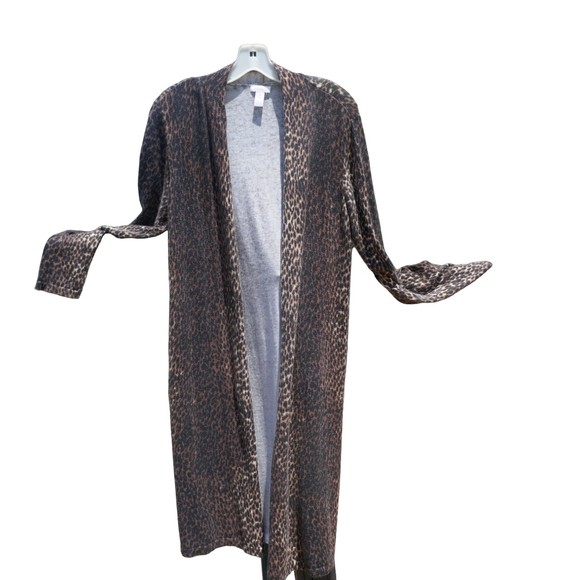 Chico's | Sweaters | Chicos Animal Print Sweater Duster Open Cardigan ...
